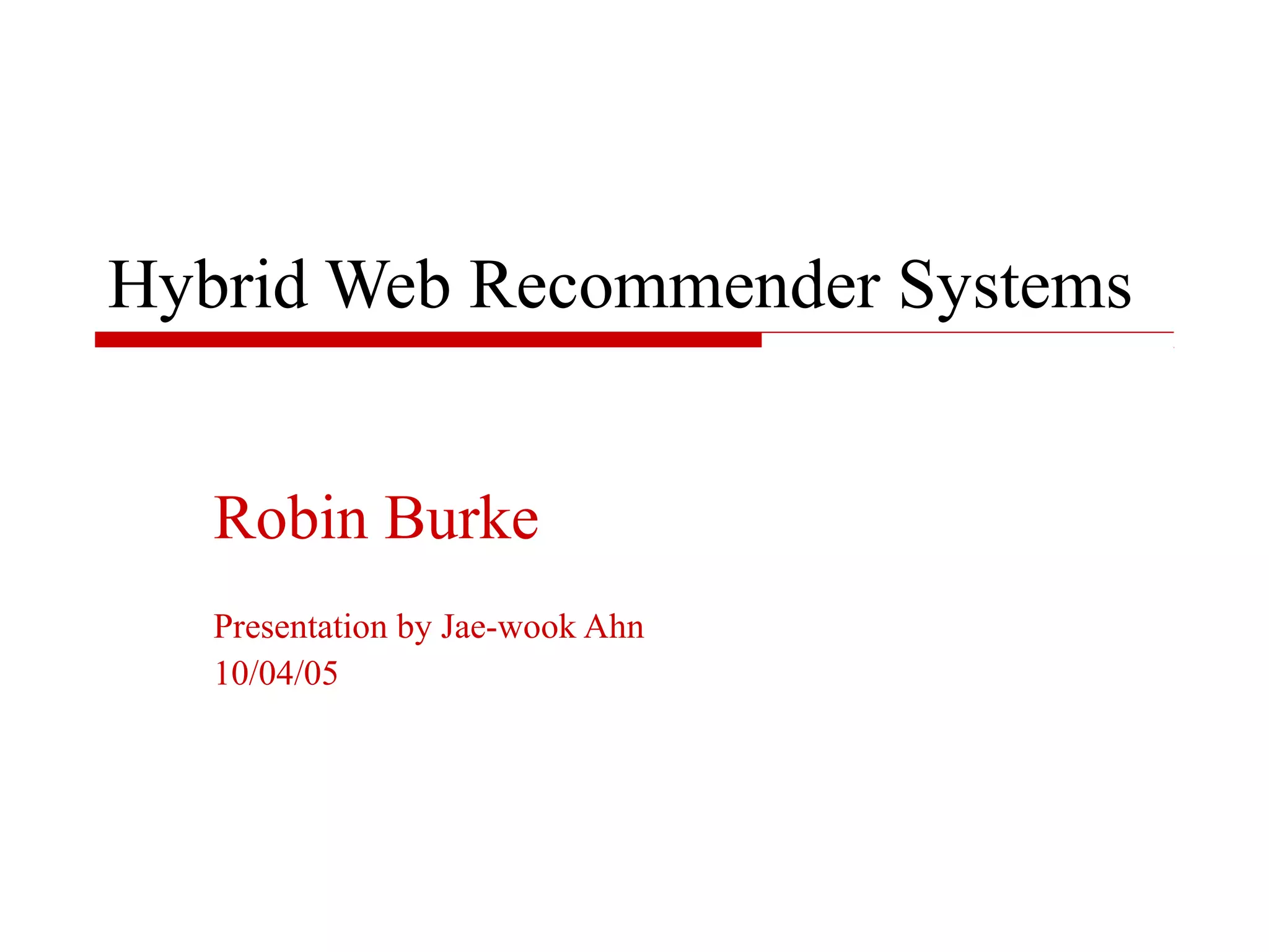 Hybrid Web Recommender Systems Ppt Computer Software And Applications Computing