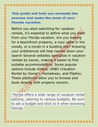 Florida Dreaming with Vacation By Owners: A Journey of Discovery | PDF