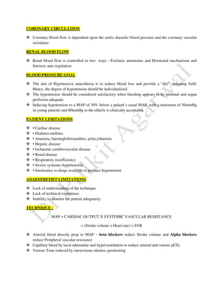 Hypotensive Anaesthesia | PDF