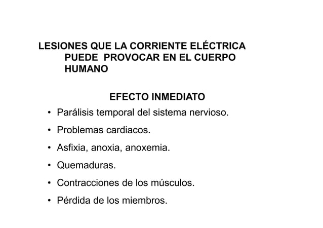 Peligros DE LA Electricidad Lesiones físicas secundarias por caídas ...
