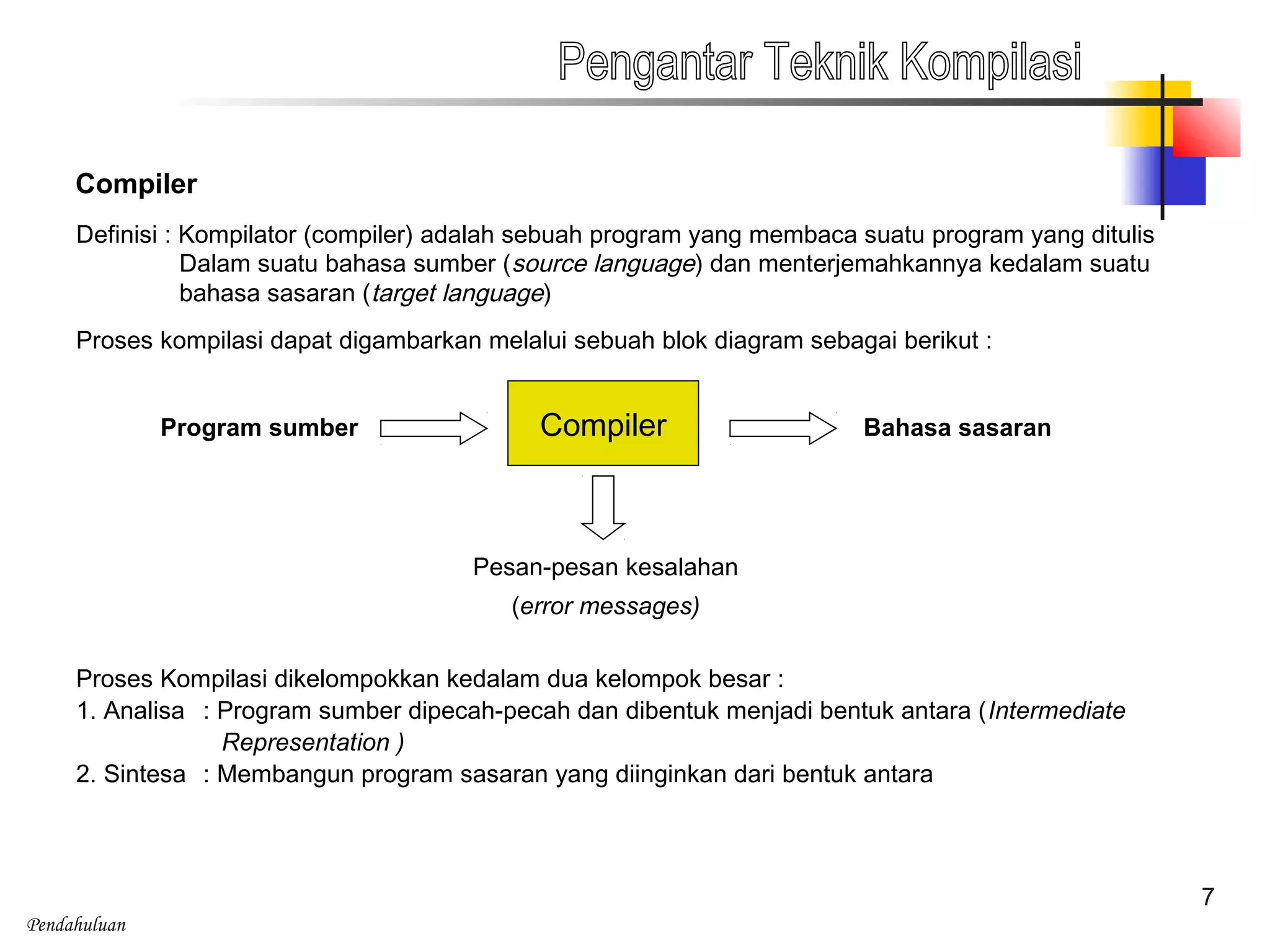 Perkuliahan 01 Teknik kompilasi | PPT