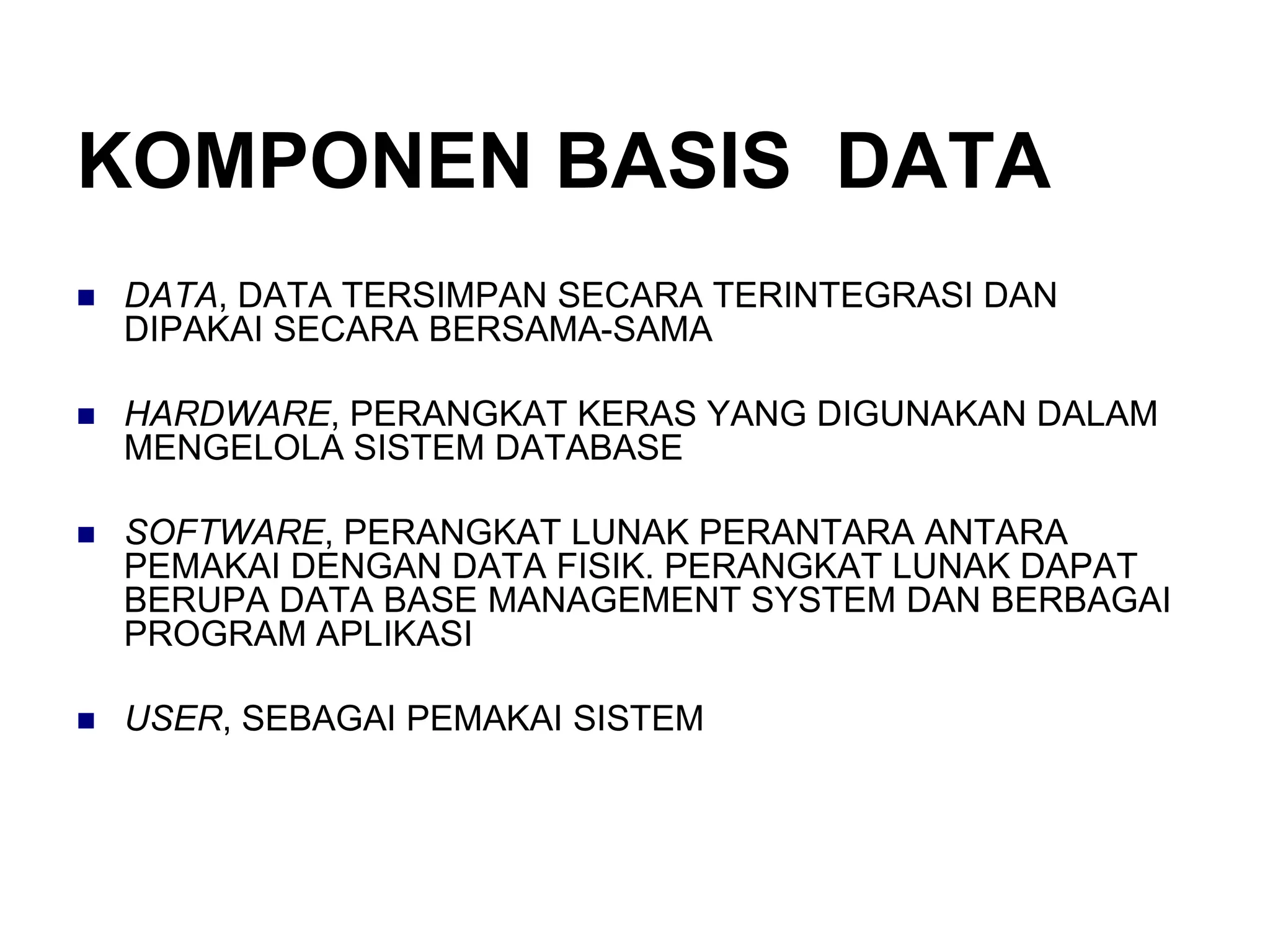 Materi yang menjelaskan tentang basis data ppt | PPT