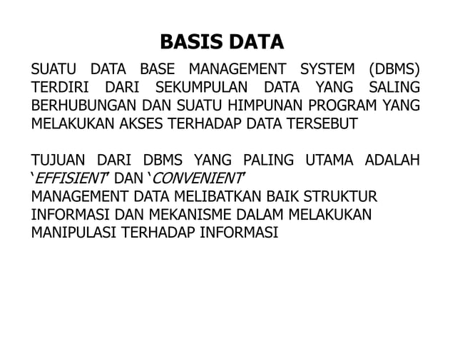 Materi yang menjelaskan tentang basis data ppt | PPT