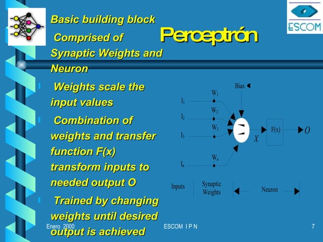 Redes Neuronales Monocapa con Conexiones en Cascada PERCEPTRON | PPT