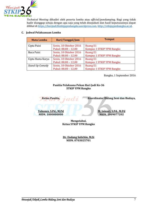 petunjuk teknis lomba bidang seni dan budaya | PDF