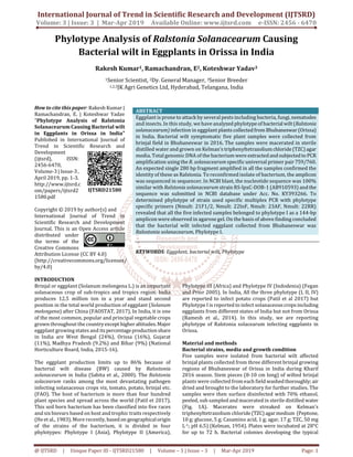 Phylotype Analysis of Ralstonia Solanacearum Causing Bacterial wilt in ...
