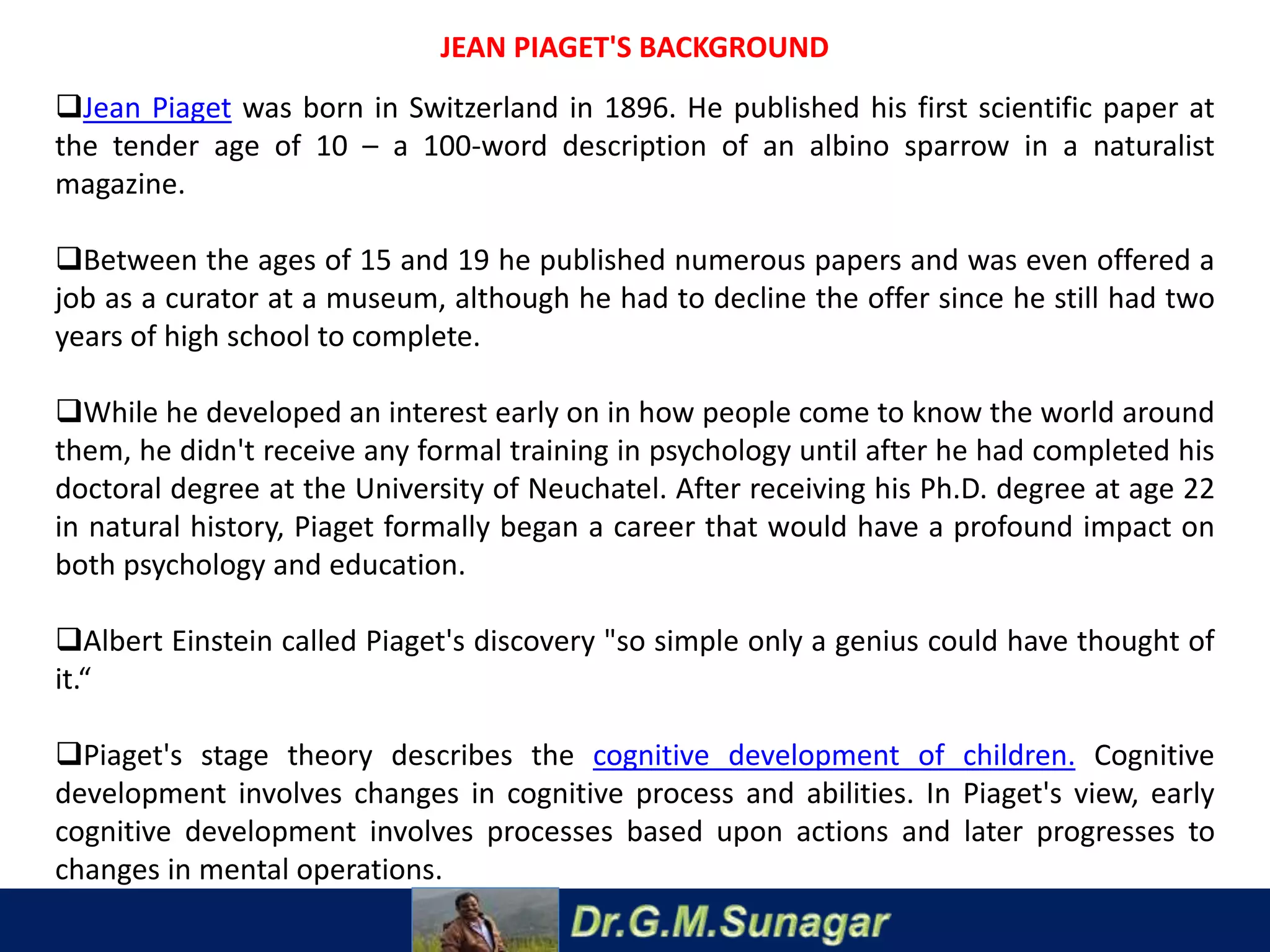 Piaget's theory of cognitive development | PPTX