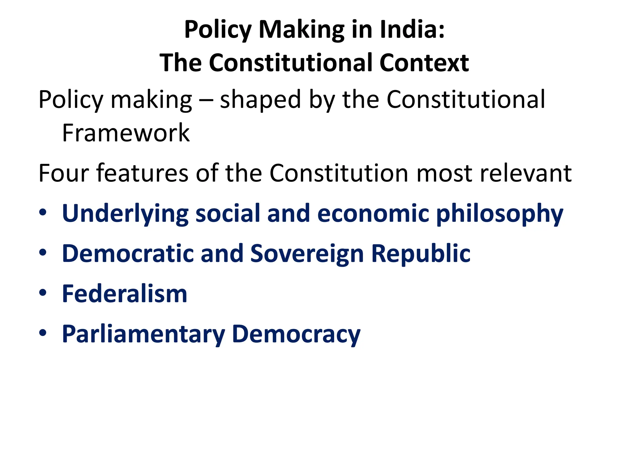1 Policy Making in India Constitutional Context..pptx | Civic affairs | Politics