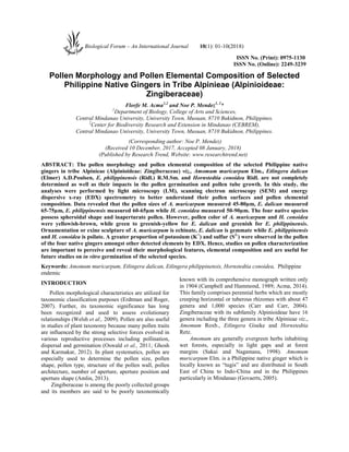 1 pollen morphology and pollen elemental composition of selected philippine native gingers in ...