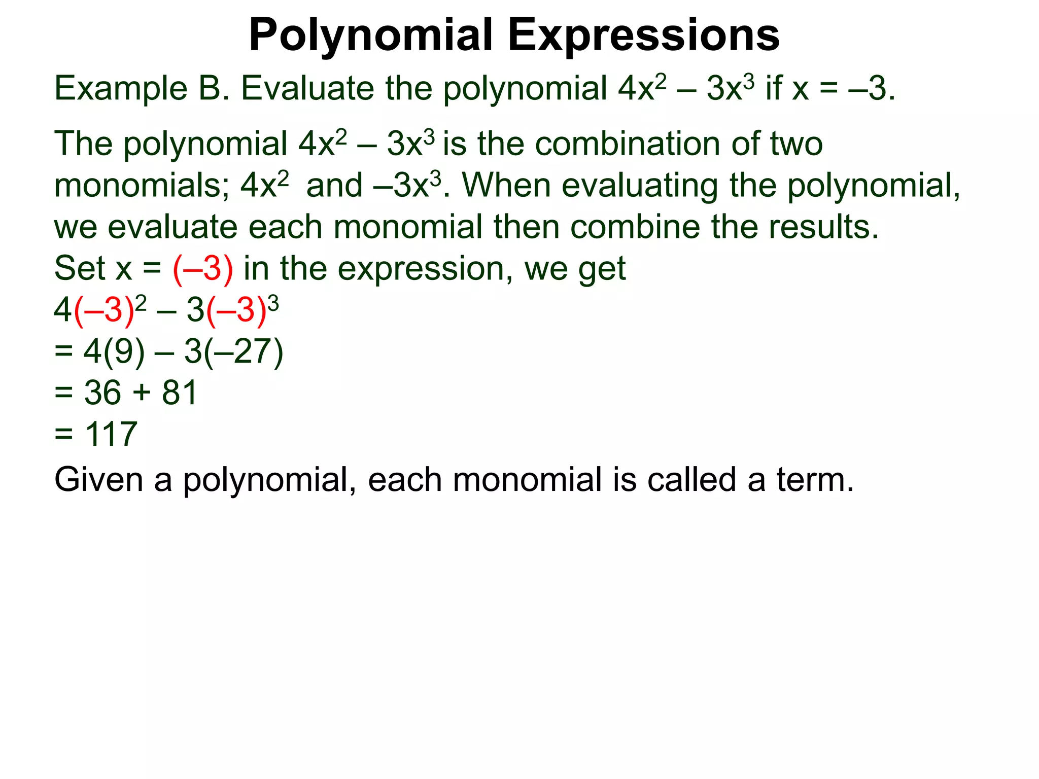 1 polynomial expressions x | PPTX