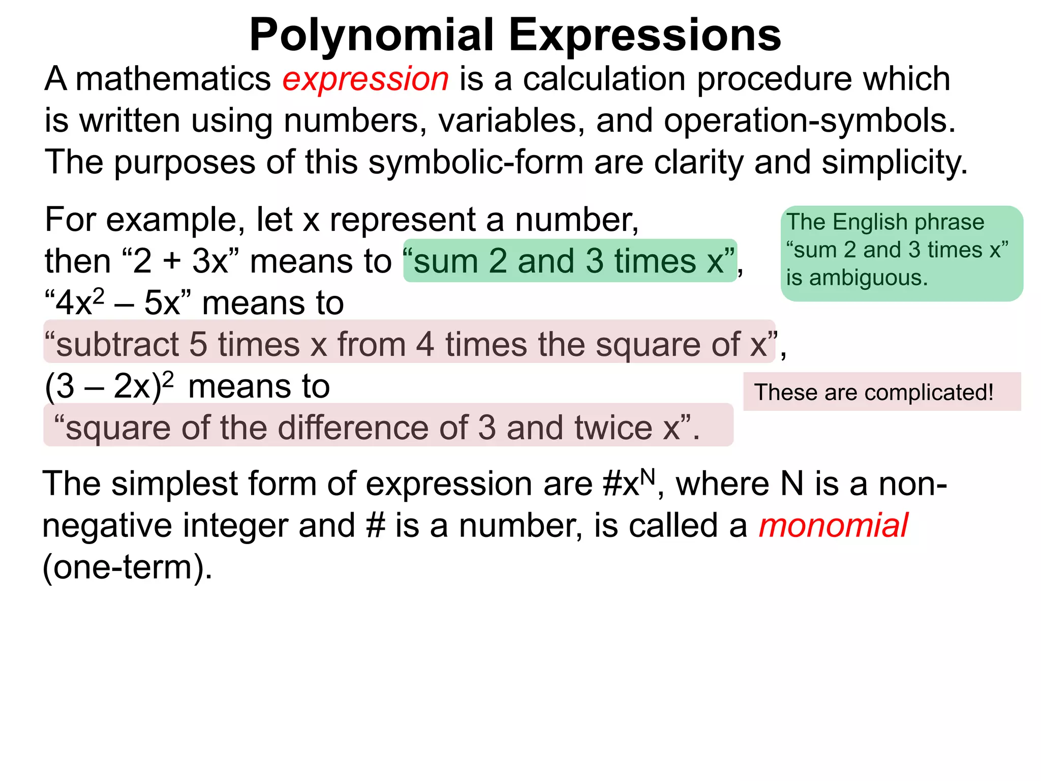 1 polynomial expressions x | PPTX