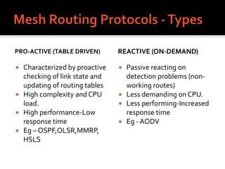 Wireless mesh networkk routing | PPTX