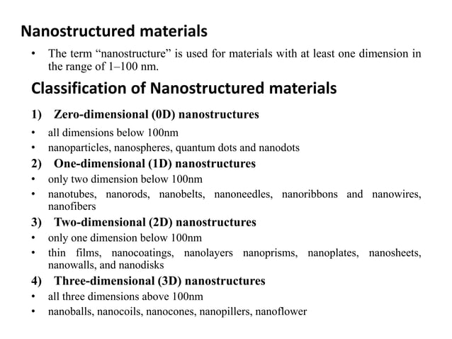 Synthesis and Classification of Nanostructured materials.pptx | Chemistry | Science