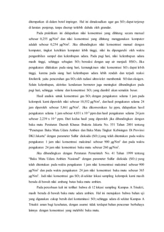 Laporan Laboratorium Lingkungan SO2 | DOCX