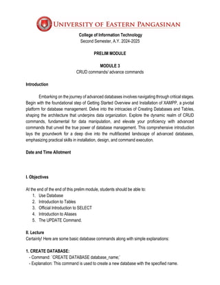 1_Prelim-Module-IM101 ADVANCE DATABASE SYSTEM | PDF