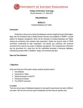 1_Prelim-Module-IM101 ADVANCE DATABASE SYSTEM | PDF