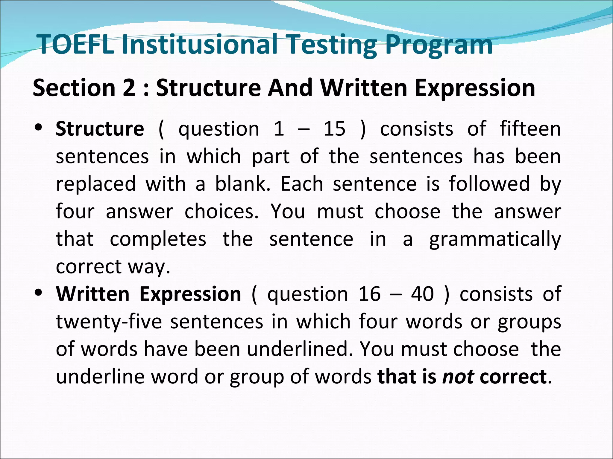 1 presentasi toefl | PPT