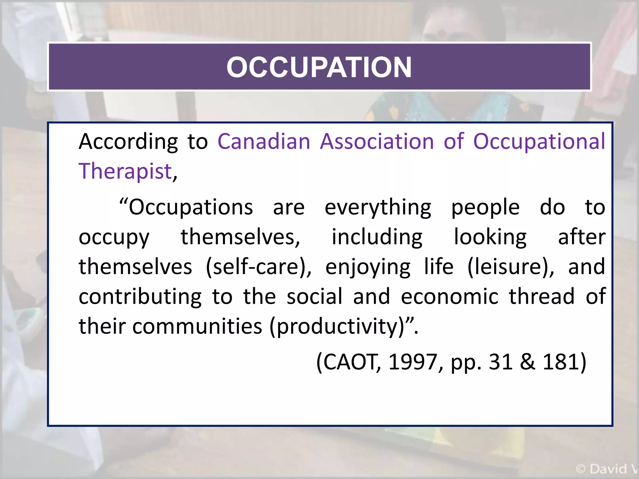 Therapeutic Skills in Occupational Therapy | PPTX
