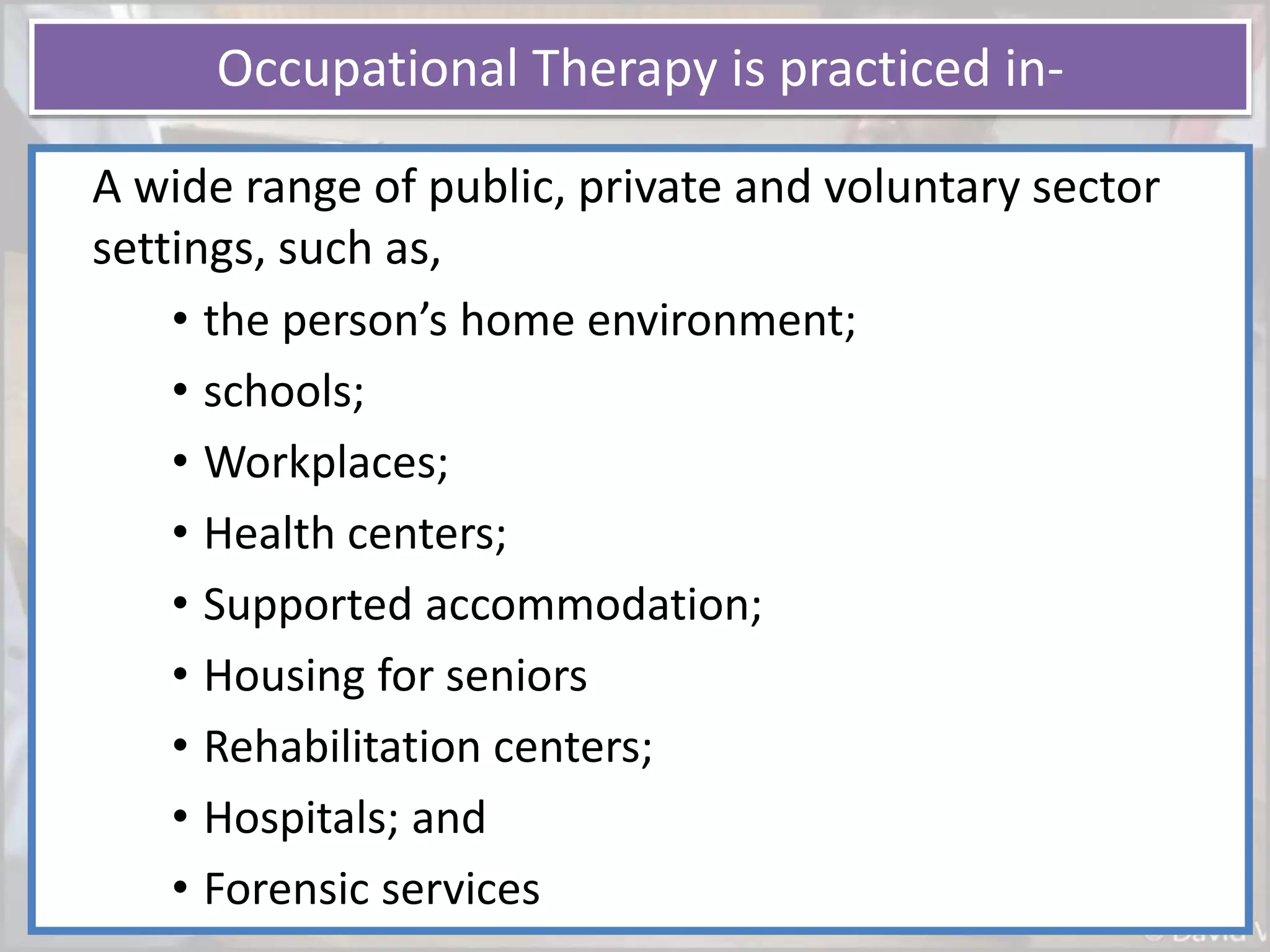 Therapeutic Skills in Occupational Therapy | PPTX