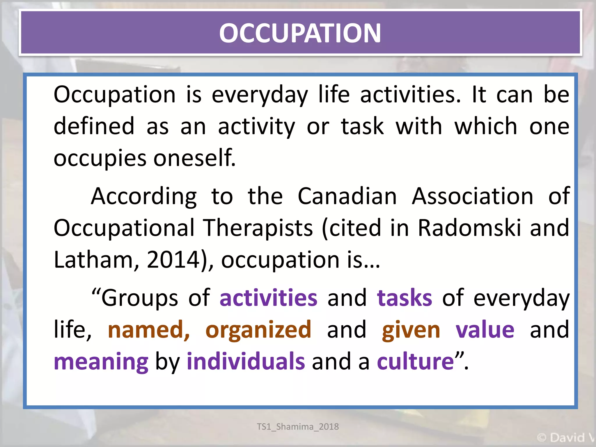 Therapeutic Skills in Occupational Therapy | PPTX