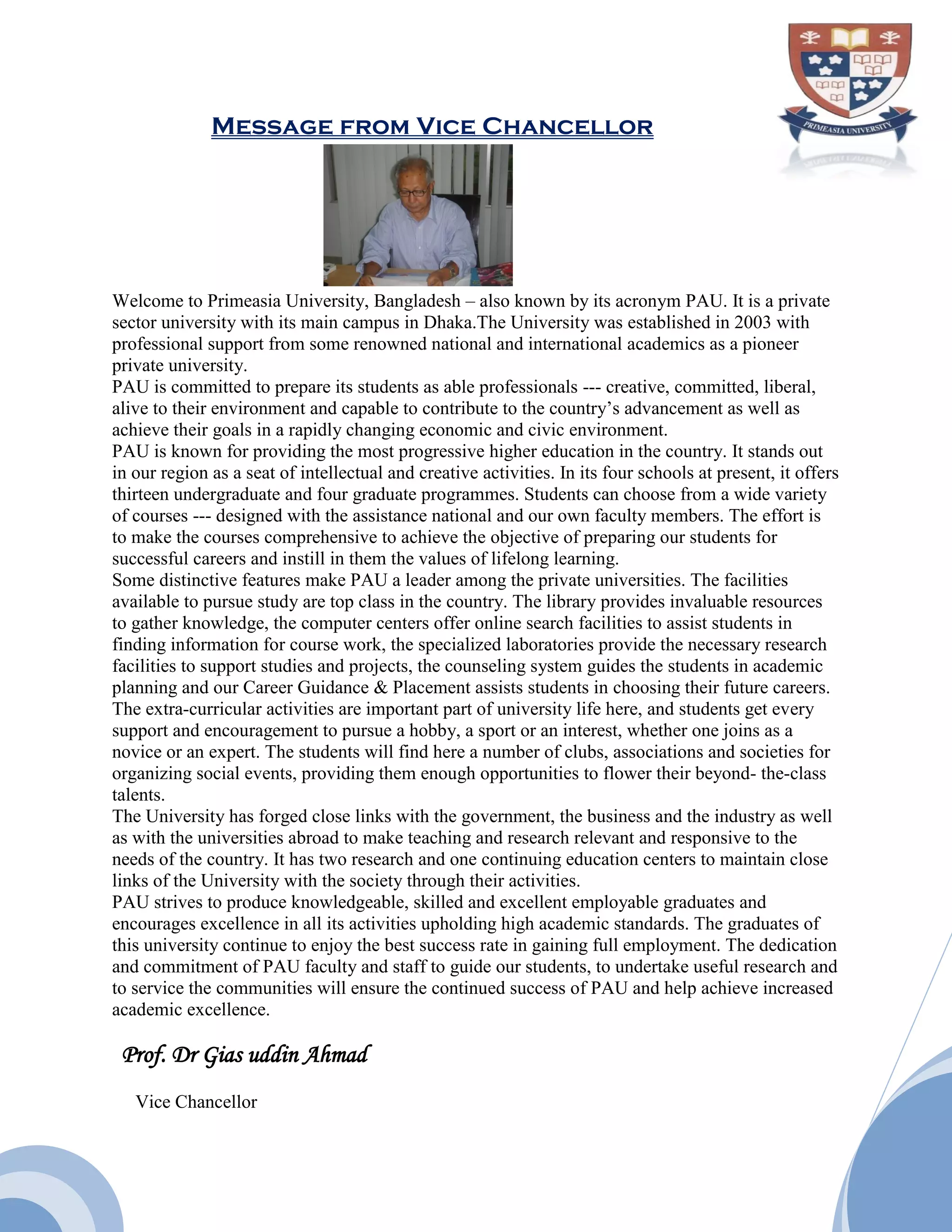 1 Primeasia university part 1 | PDF | Professional School ...