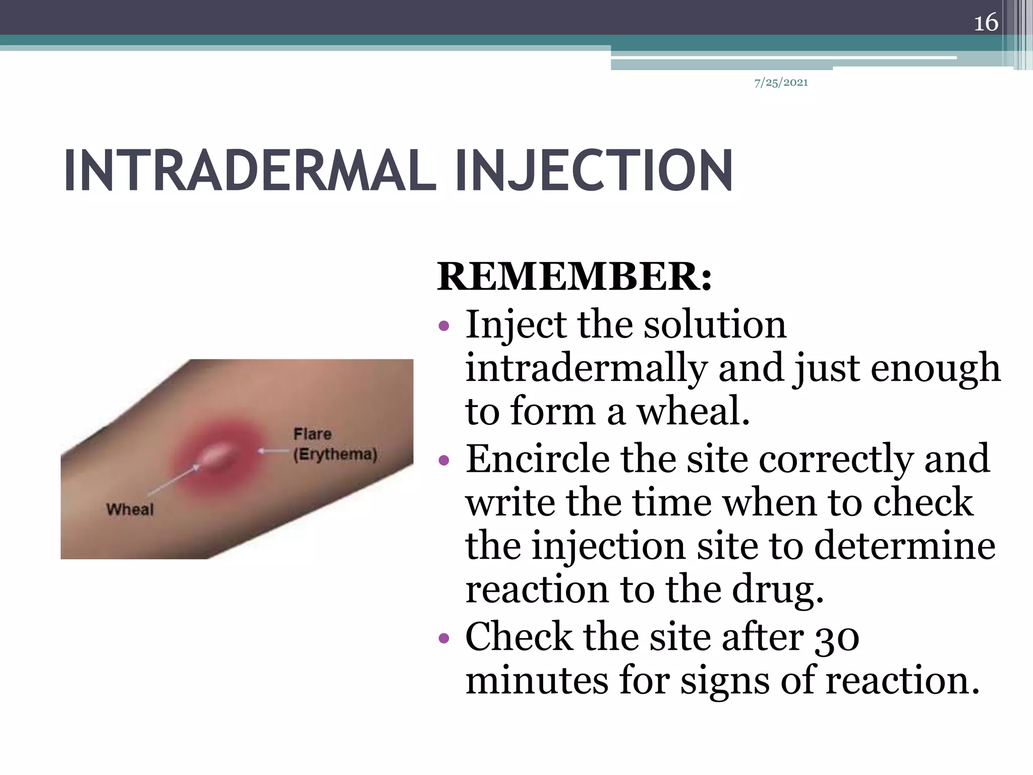 Principle in administration of medication via injection | PPTX