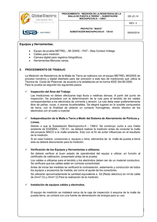 1 procedimiento medición_de_malla_pat-se_machupicchu-ii - 138kv. | PDF