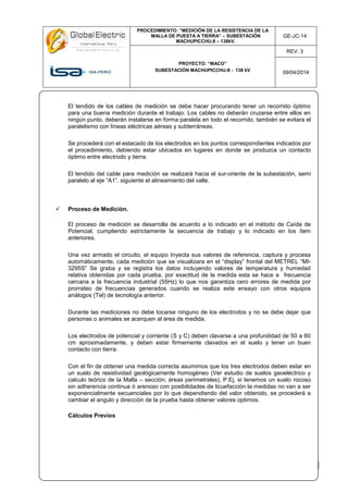 1 procedimiento medición_de_malla_pat-se_machupicchu-ii - 138kv. | PDF