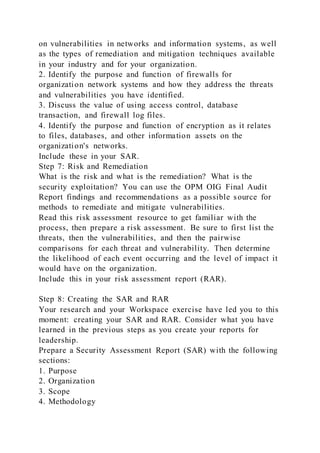 1Project 2 DeliverablesSecurity Assessment Report (SAR)I. | DOCX ...