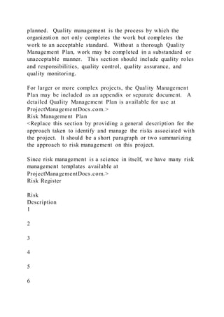 1 Project Management Plan Disclaimer The inform | DOCX | Civil ...