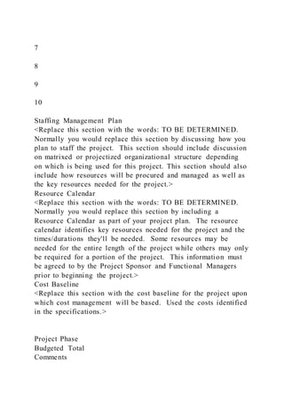 1 Project Management Plan Disclaimer The inform | DOCX