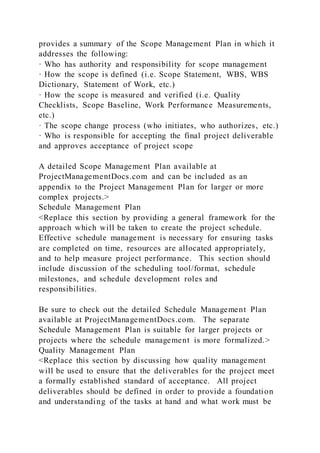 1 Project Management Plan Disclaimer The inform | DOCX