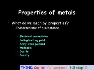 Presentation on the Properties of metals | PPT