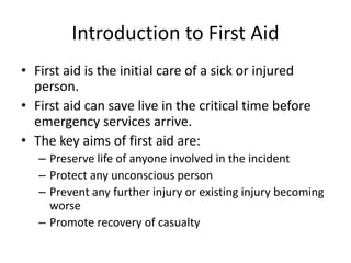 1 provide first aid introduction to first aid | PPT