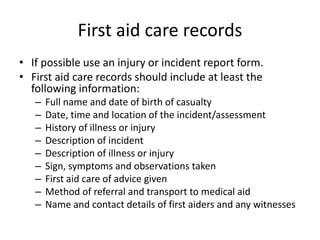 1 provide first aid introduction to first aid | PPT