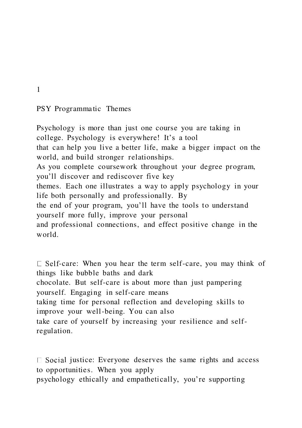 1 PSY Programmatic Themes Psychology is more than j | PDF