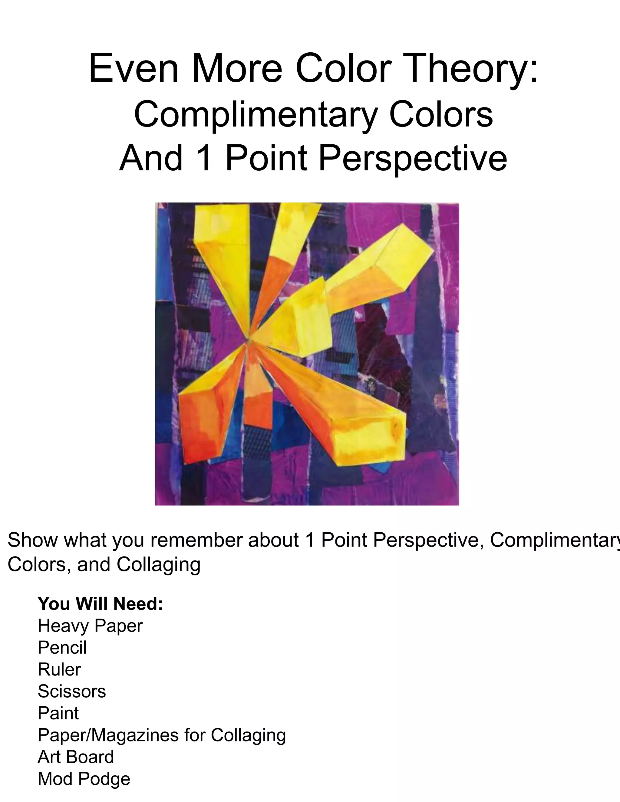 1 Point Perspective and Color Theory | PDF