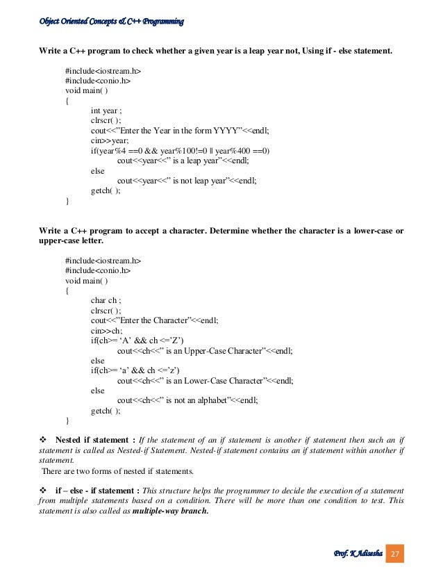 1 puc programming using c++