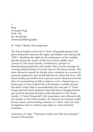 The Great Gatsby's Exploration of Value and Happiness | PDF