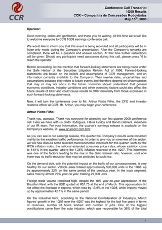 1 q08 earnings conference call transcription | PDF