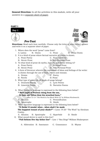 1_Q3 ENGLISH 9 learners module and activity worksheetpdf | PDF