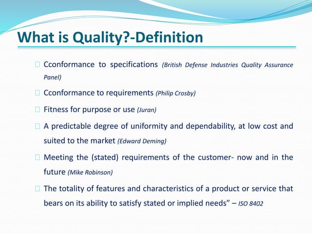 What is quality | PPTX | Business | Business and Finance