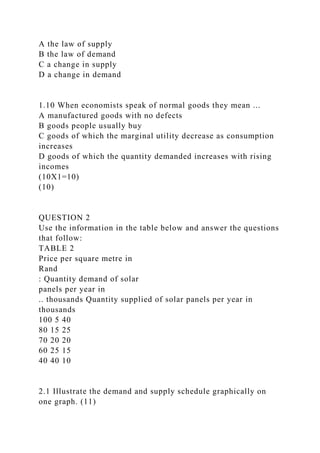 1 QUESTION 1 Answer the following questions Only.docx | Commodities ...