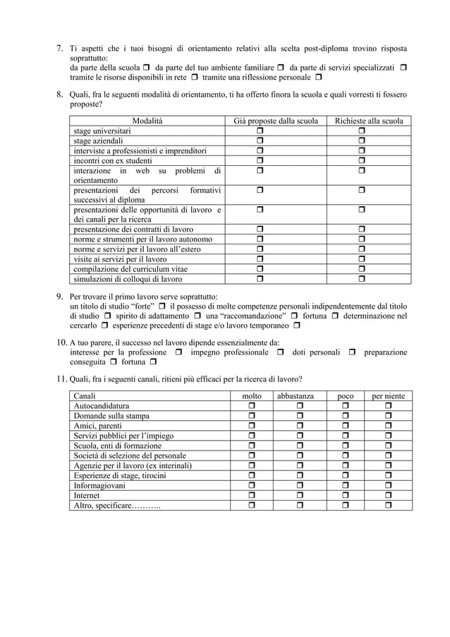 1 Questionario studenti 2013 | PDF
