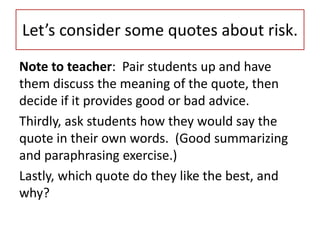 Quotes about Risk | PPTX