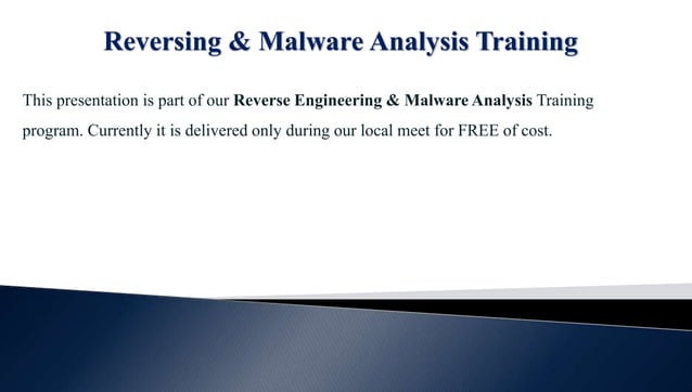 Reversing malware analysis trainingpart9 advanced malware analysis | PPT