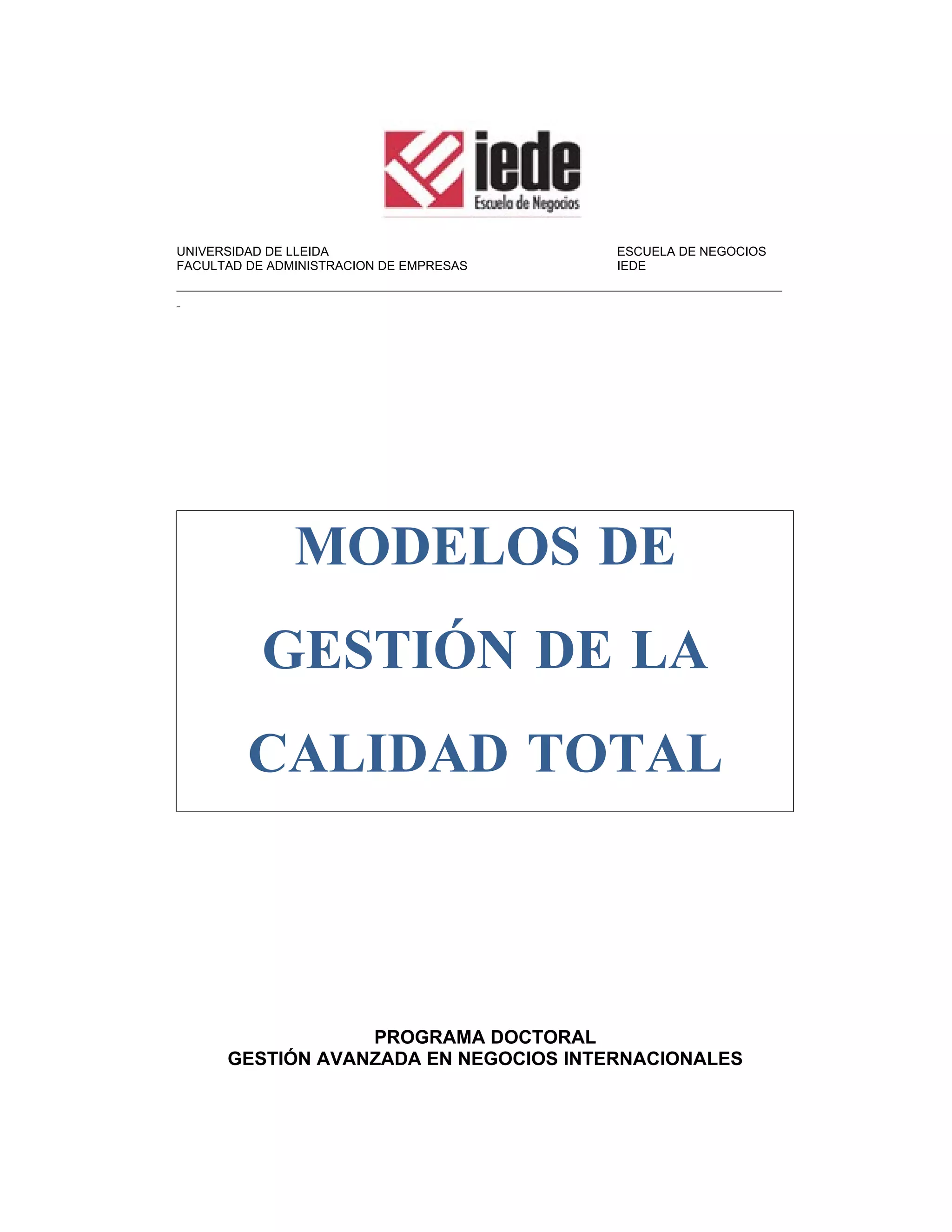 Modelos de gestión de calidad | DOC