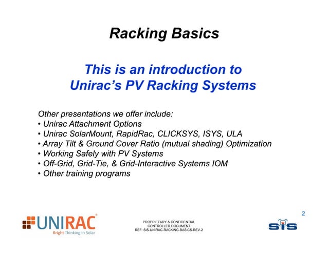 Unirac PV Racking Basics | PDF