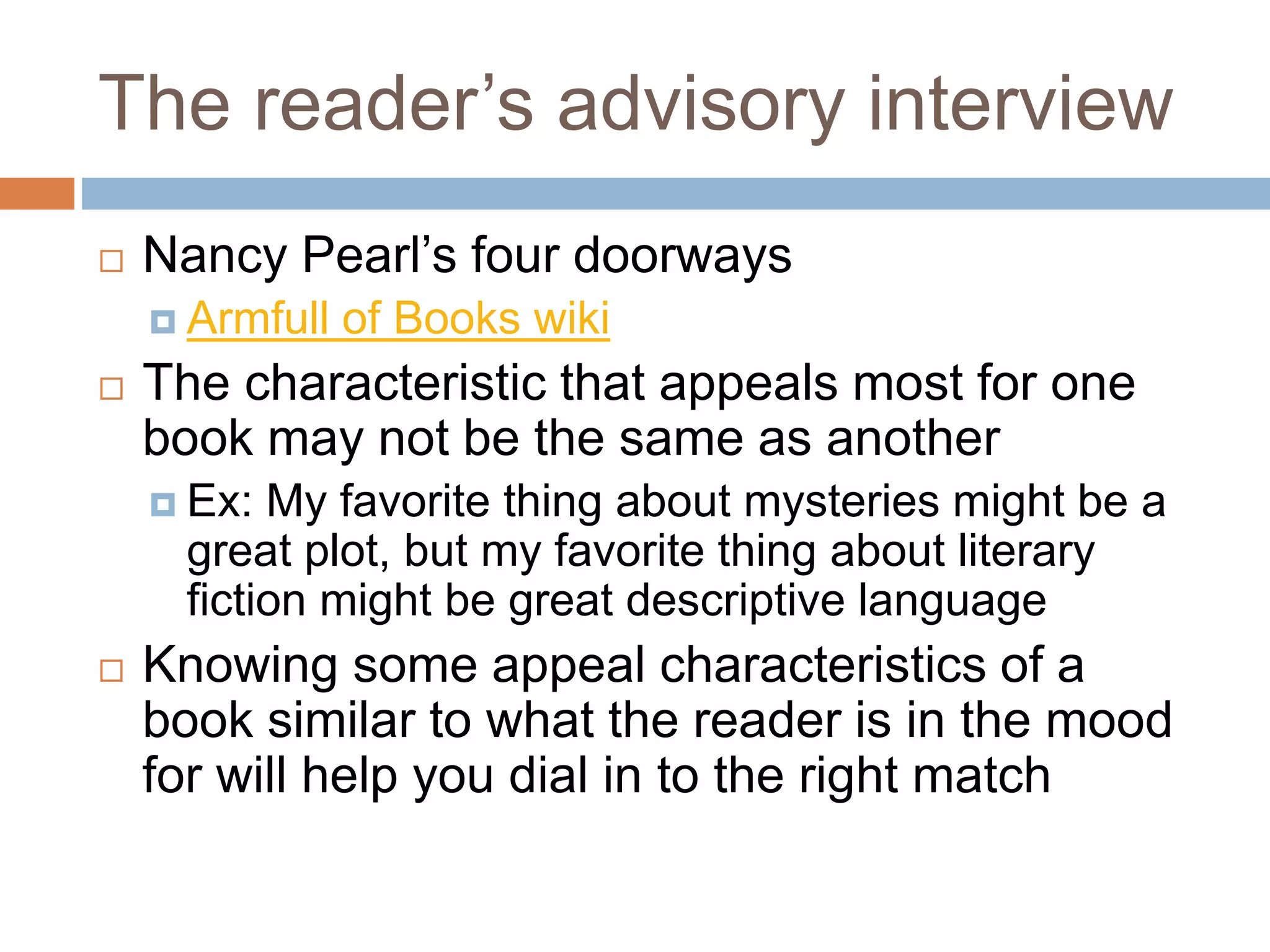 Reader's Advisory 101 | PPT