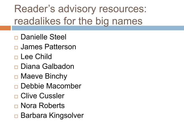 Reader's Advisory 101 | PPT